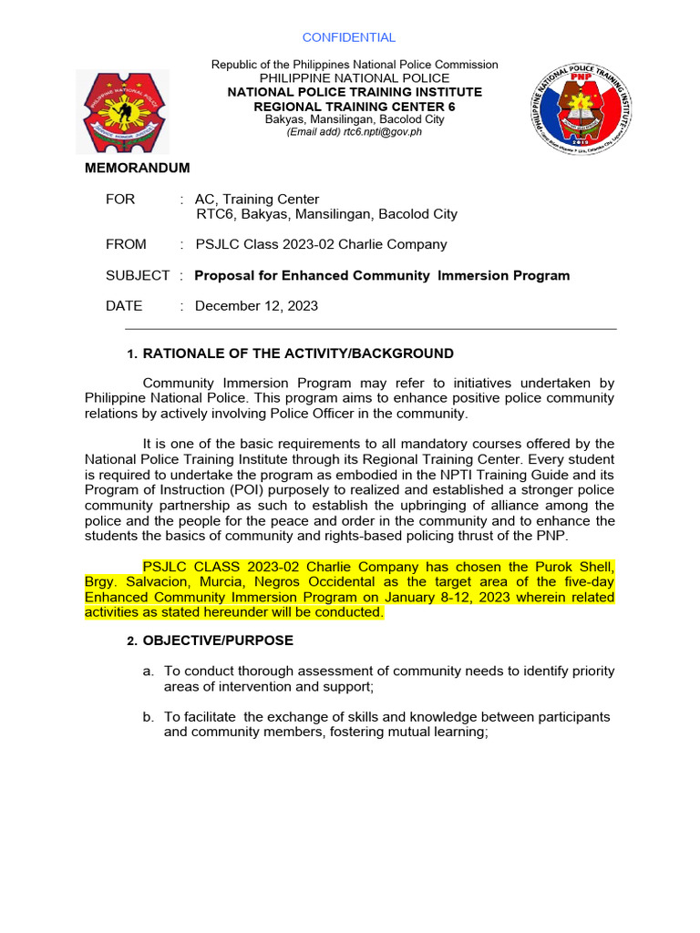 Ecip Proposal PSJLC Charlie Coy | PDF