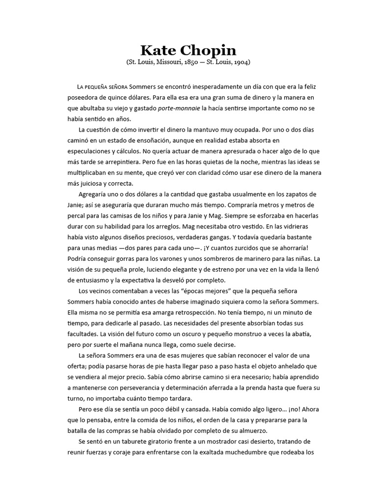 Kate Chopin | PDF | Novela negra, policíaca y suspenso | Poesía