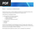Estry - Budowa I Wlasciwosci | PDF
