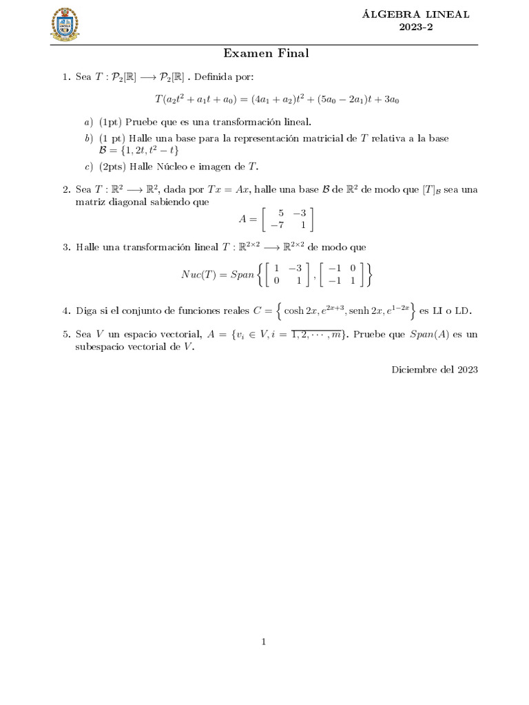 Alg Lin Final Untels 2023 2 | PDF