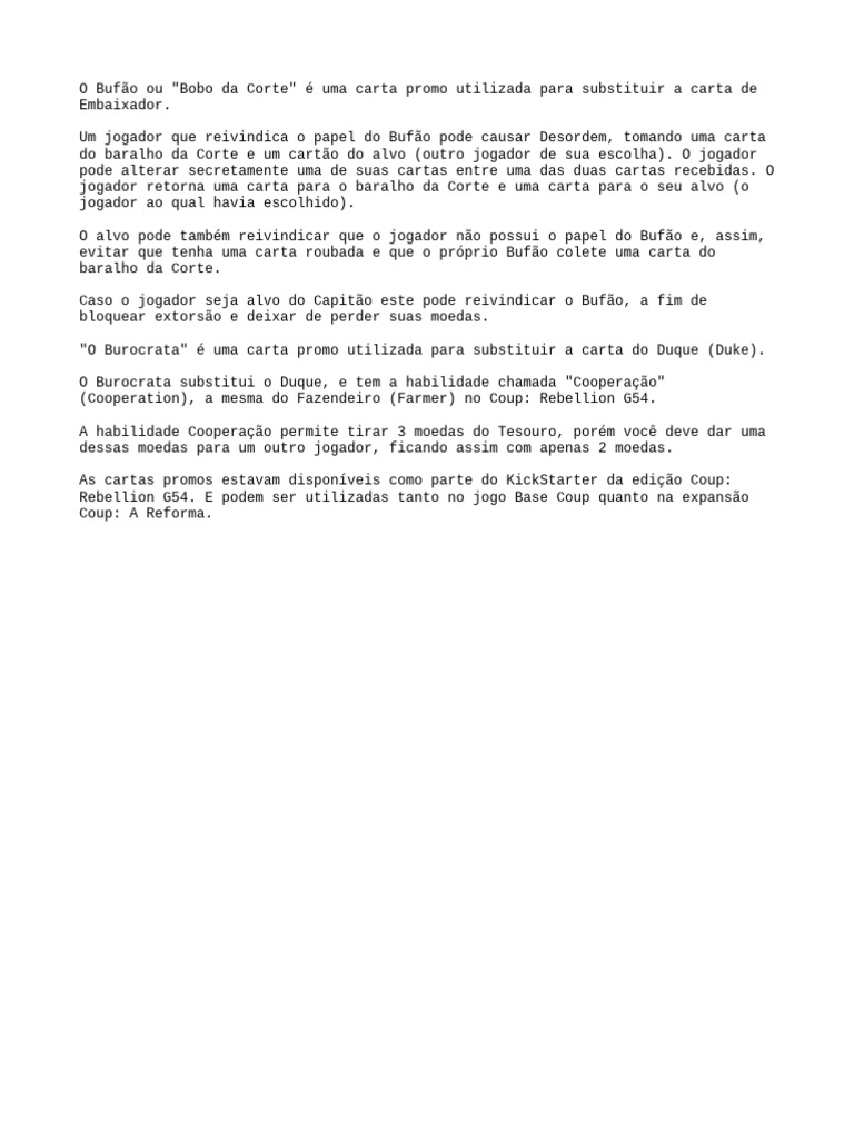 Regras Coup - v1.1 | PDF