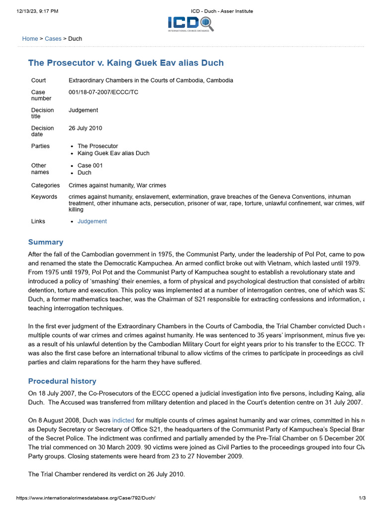 ICD - Duch - Asser Institute | PDF