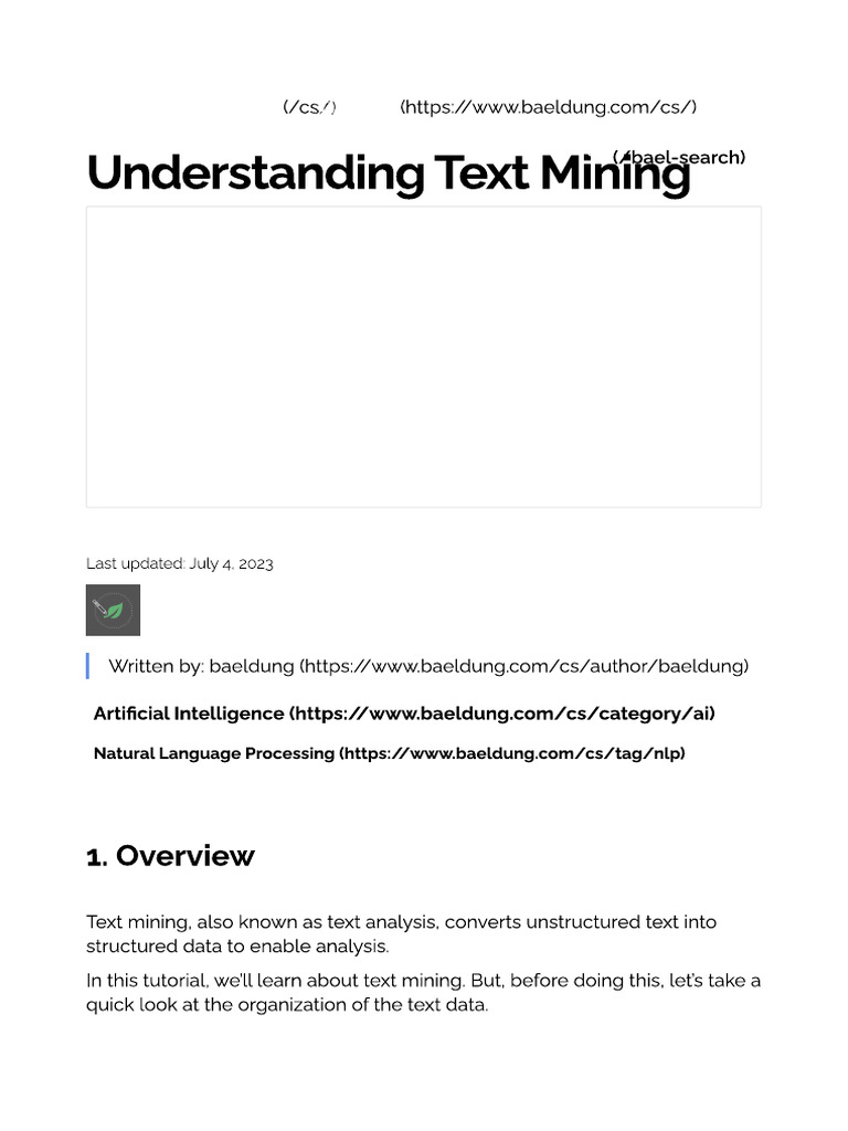 Understanding Text Mining - Baeldung On Computer Science | PDF Understanding Text Mining - Baeldung On Computer Science | PDF