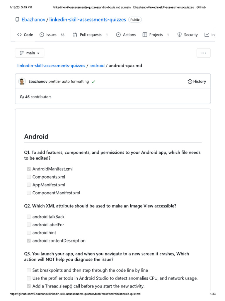 Linkedin Skill Assessments Quizzes Andr.. | PDF