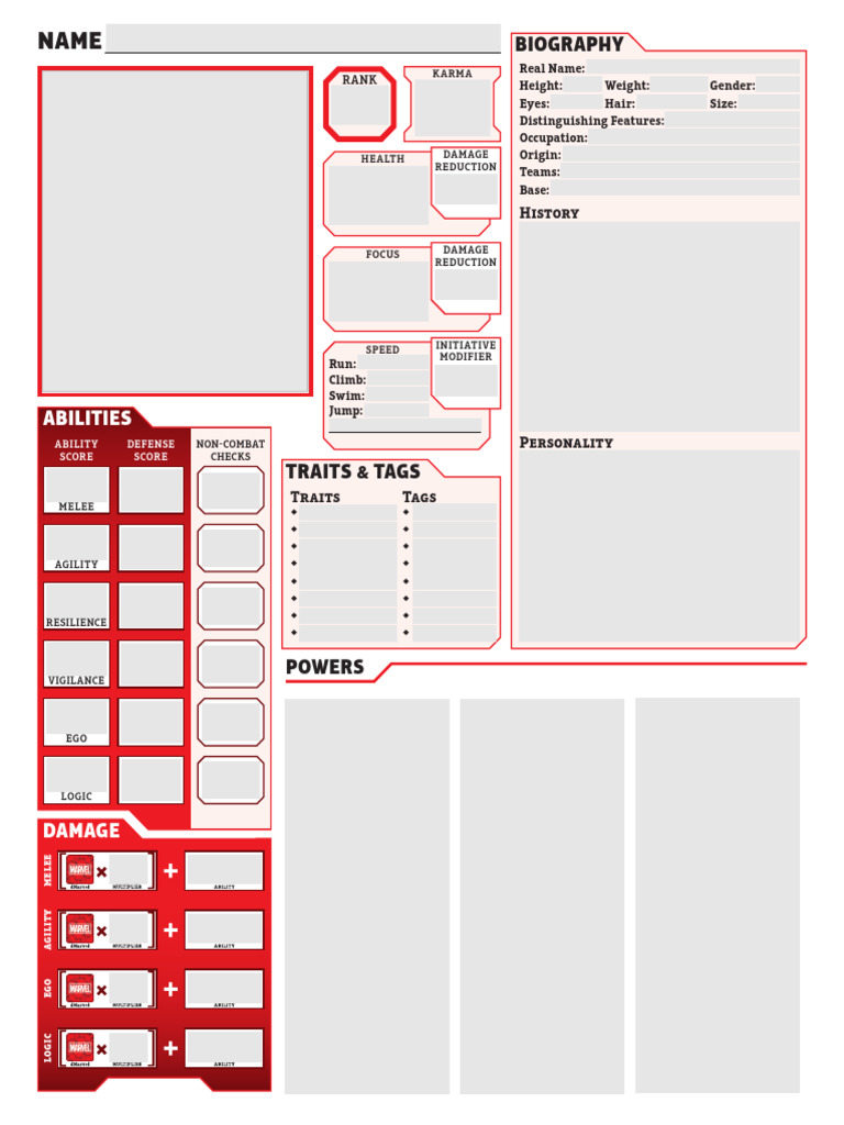 Character Profile Attributes | PDF