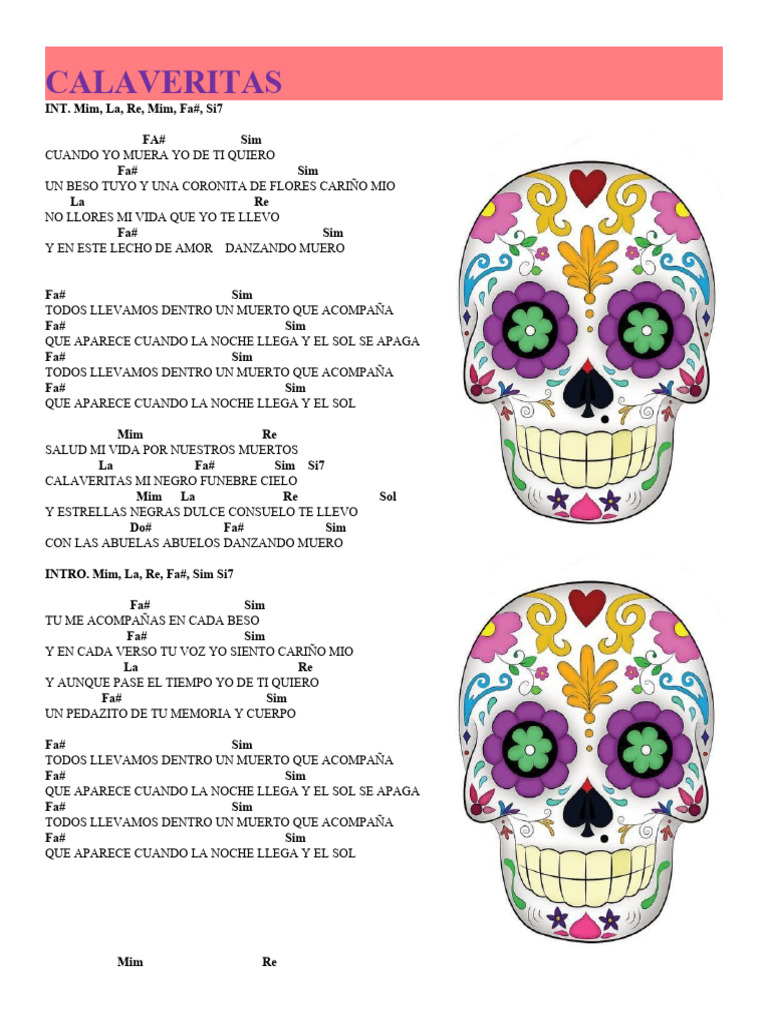 Cancion Calaveritas | PDF | Artes del Lenguaje y Comunicación | Arte