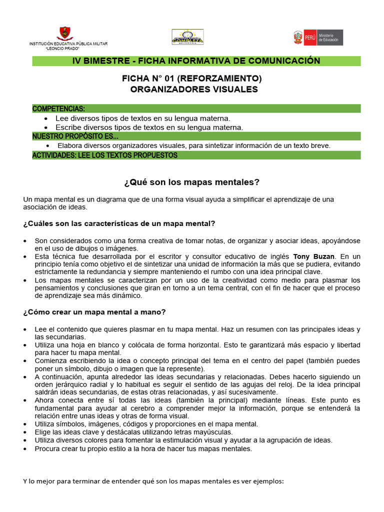 1.Reforzamiento Mapa Mental,Semántico y Esquema | PDF | Imagen | Comprensión lectora