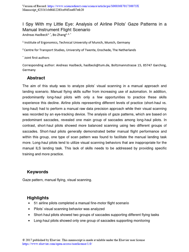 I Spy With My Little Eye Analysis of Airline Pilots' Gaze Patterns in A ... I Spy With My Little Eye Analysis of Airline Pilots' Gaze Patterns in A ...