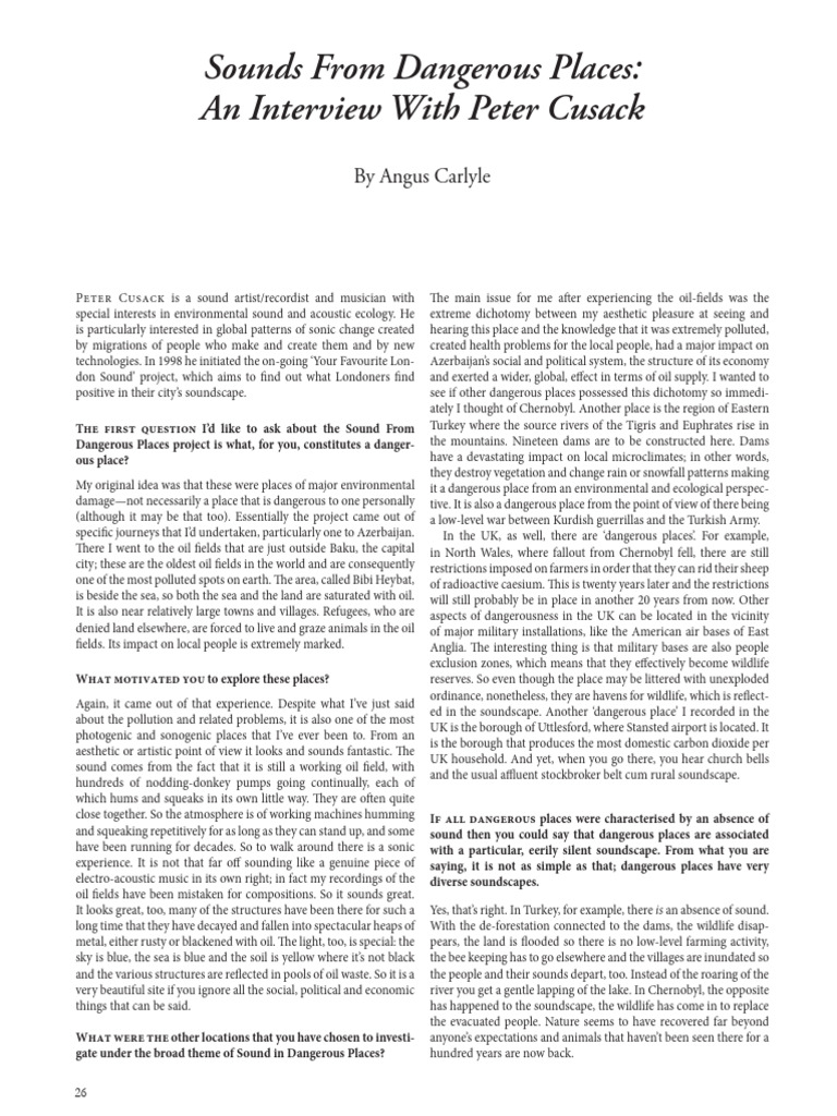 Sounds From Dangerous Places An Interview With Peter Cusack | PDF