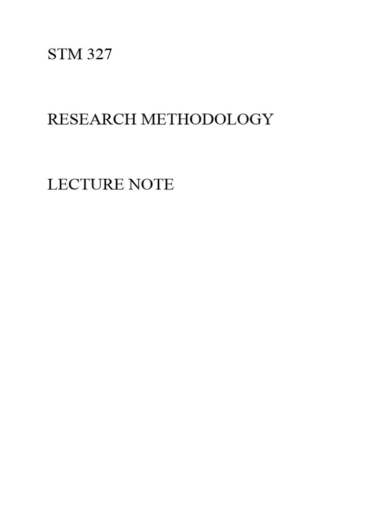 STM 327 Note 2021 | PDF | Methodology | Scientific Method