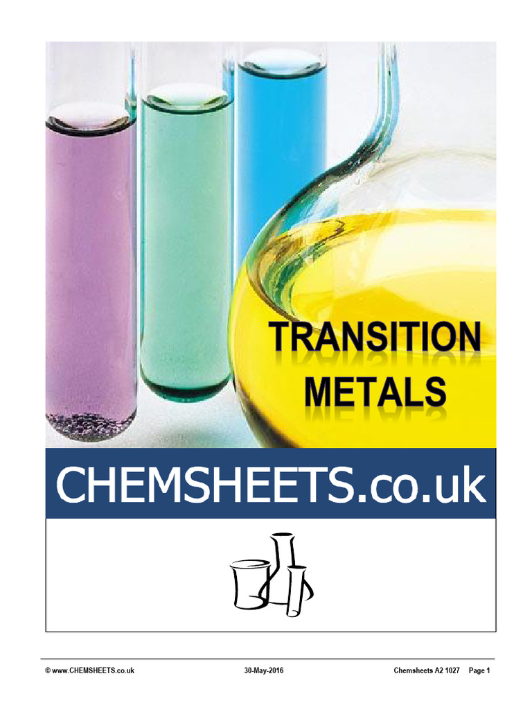 Chemsheets A2 1027 (Transition Metals) | PDF | Coordination Complex | Ligand