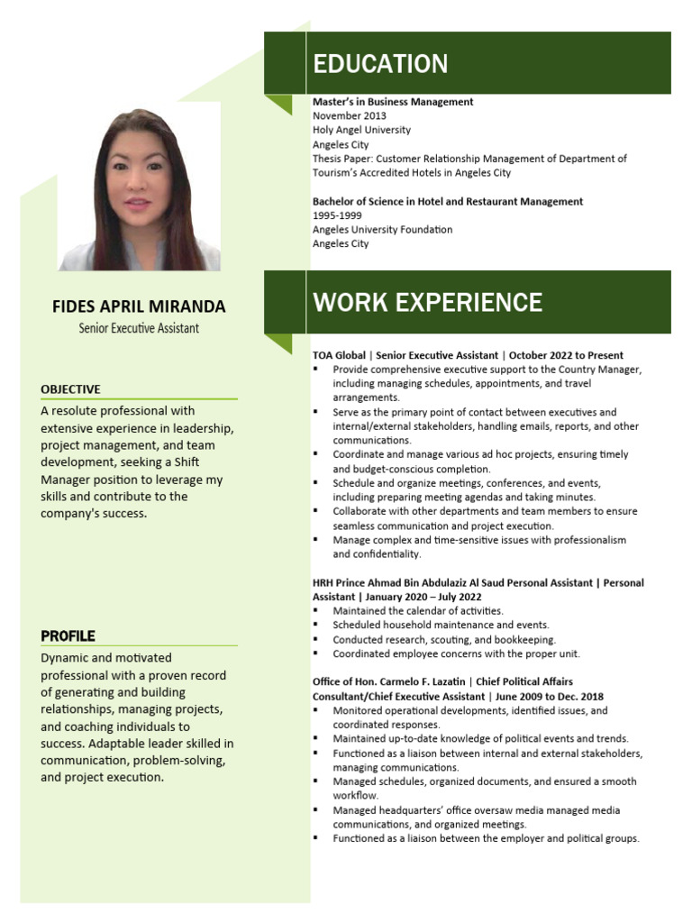CV Miranda Fides April | PDF | Consultant | Marketing