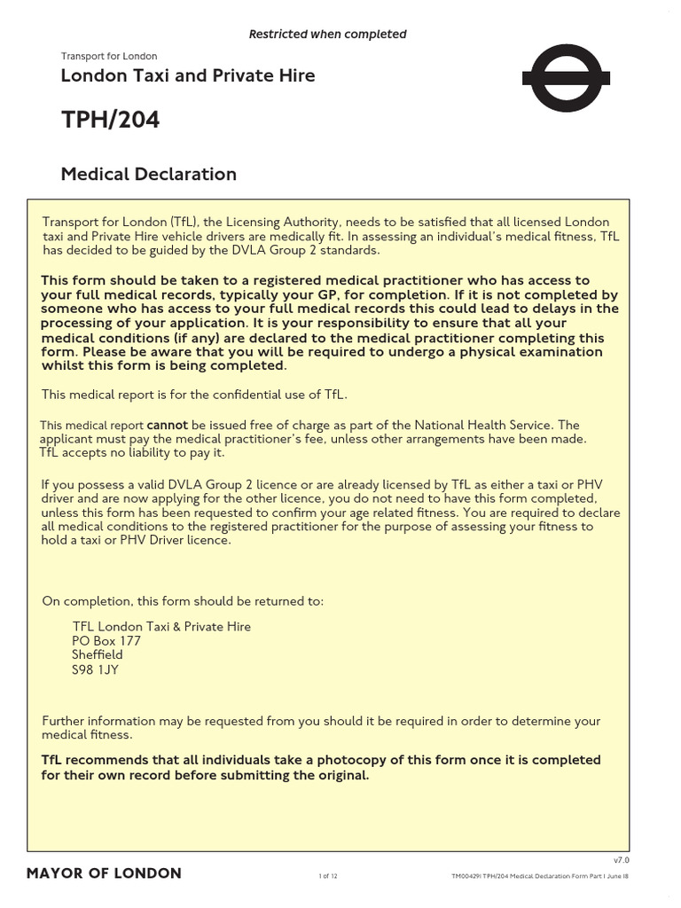 Tph204 Medical Declaration | PDF | General Practitioner