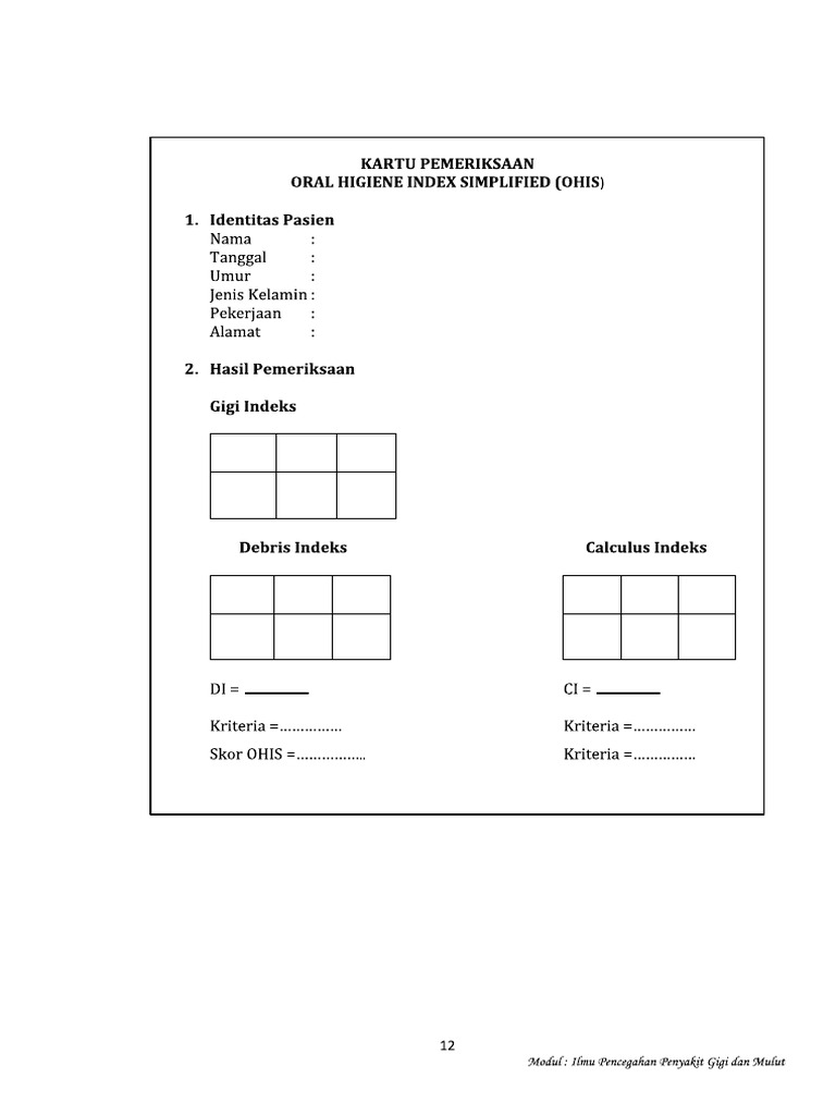 Form Pemeriksaan Gigi | PDF