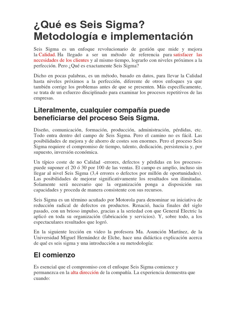 Sesion 07-Metodo Seis-Sigma | PDF | Six Sigma