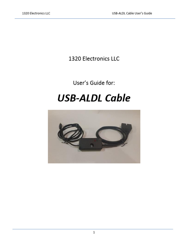USB ALDL Cable User Guide | PDF | Installation (Computer Programs) | Usb