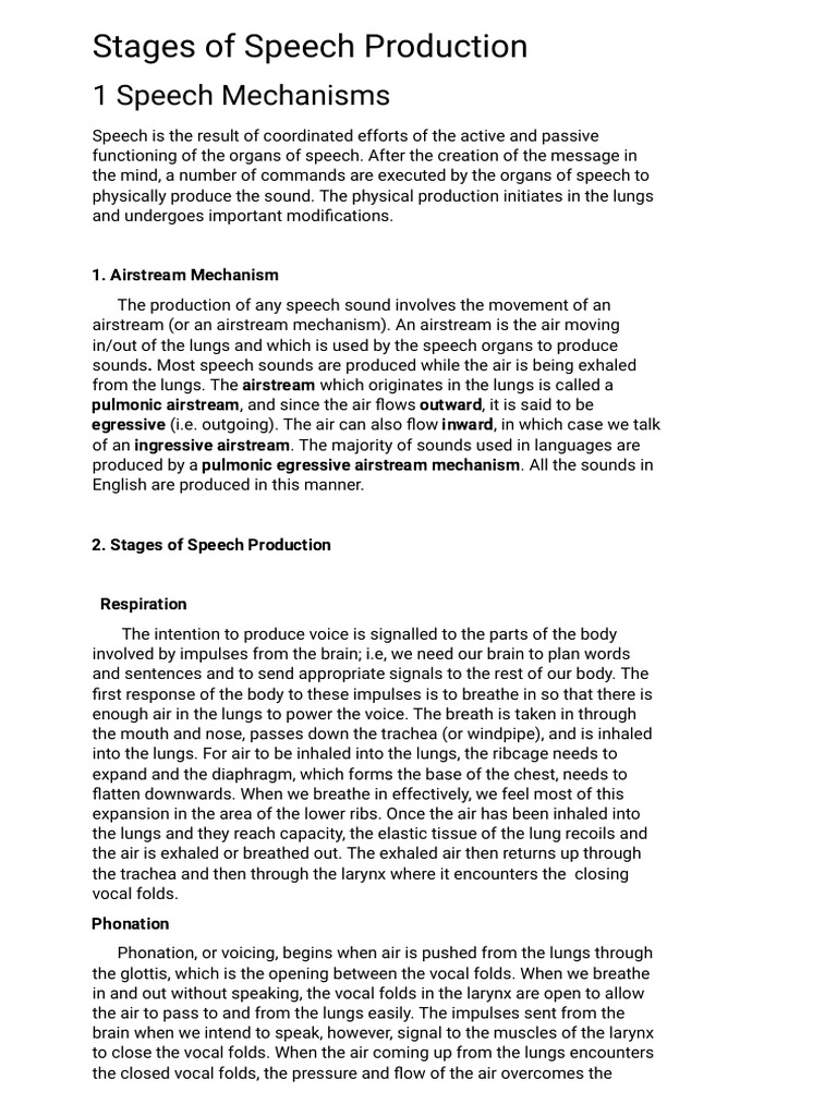 Stages of Speech Production | PDF | Human Voice | Larynx