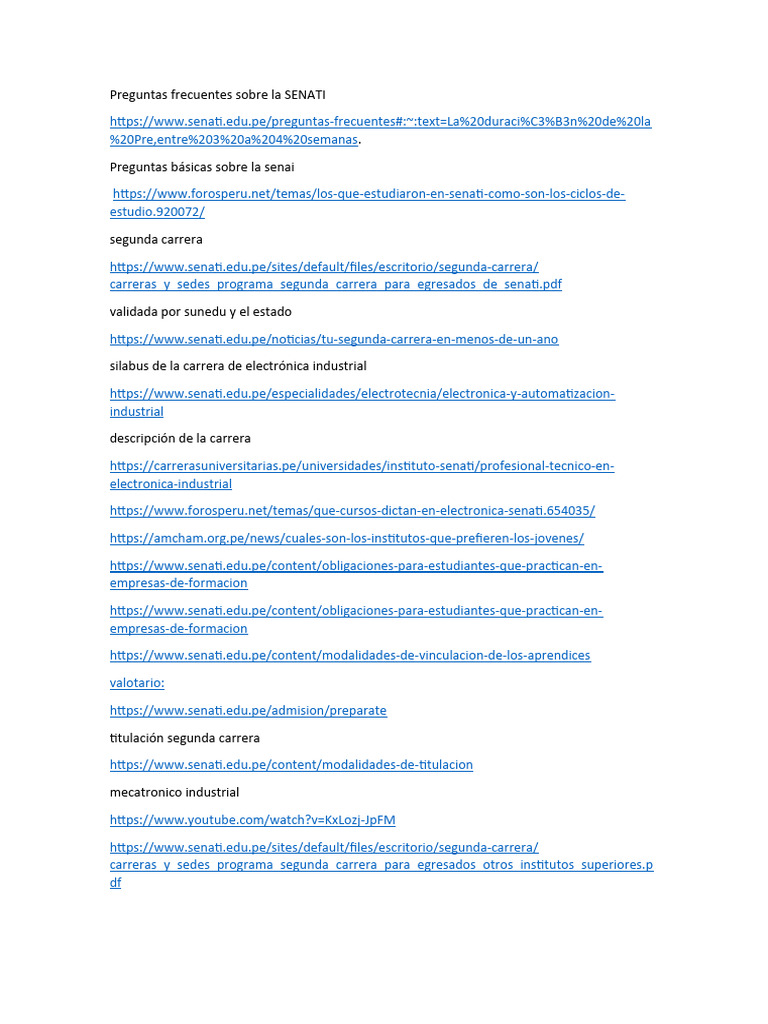 Preguntas Frecuentes Sobre La SENATI | PDF