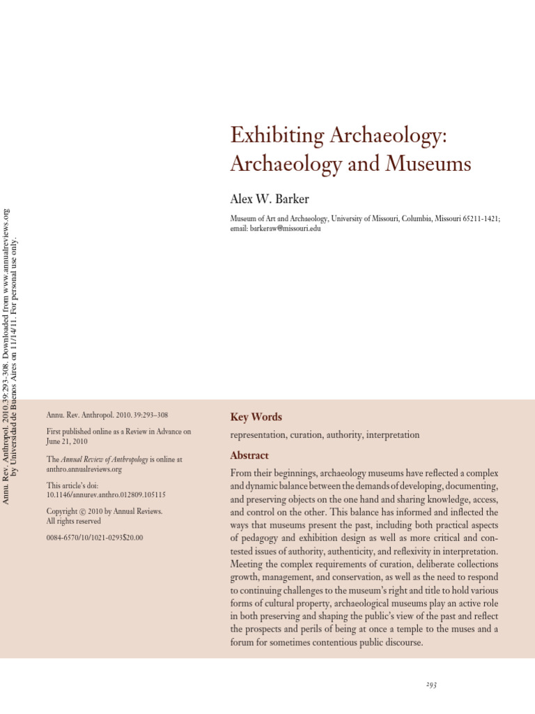 Text 8 TXT Archaeology Museums 2020 | PDF