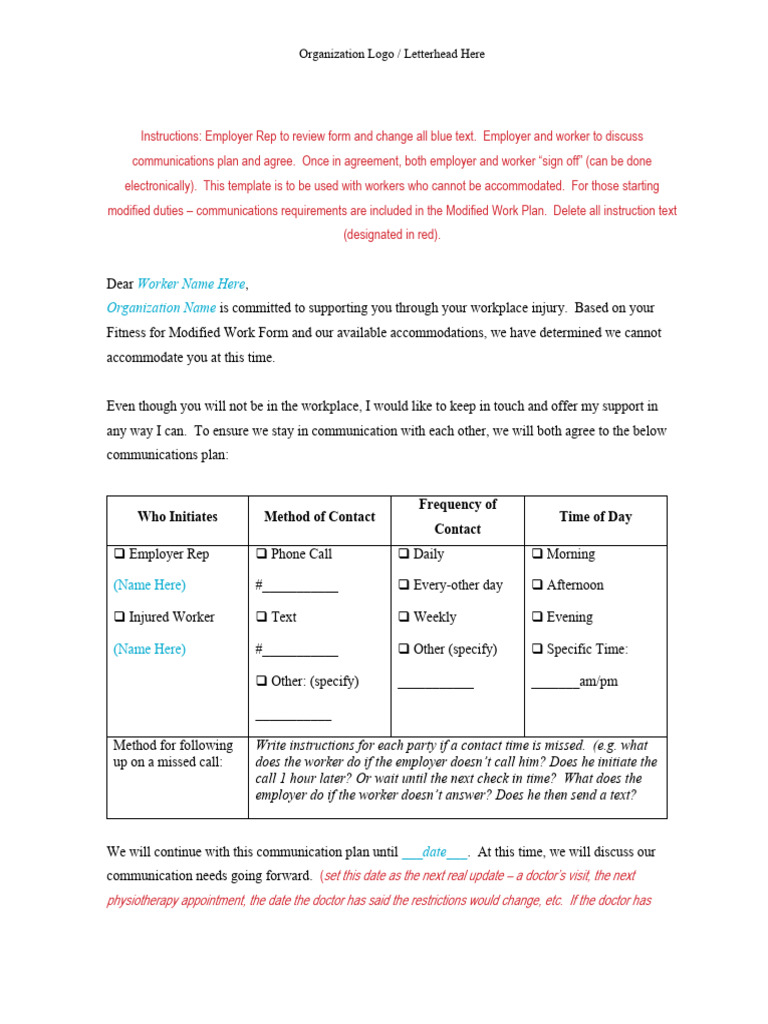 Modified-Work-Plan-Letter-to-the-Worker | PDF | Employment | Business