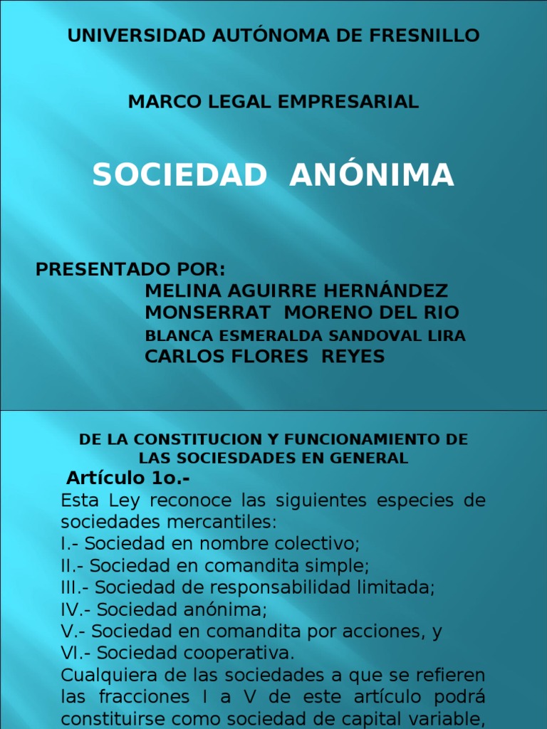 Presentacion de Sociedad Anonima M | PDF | Liquidación | Compañía de responsabilidad limitada