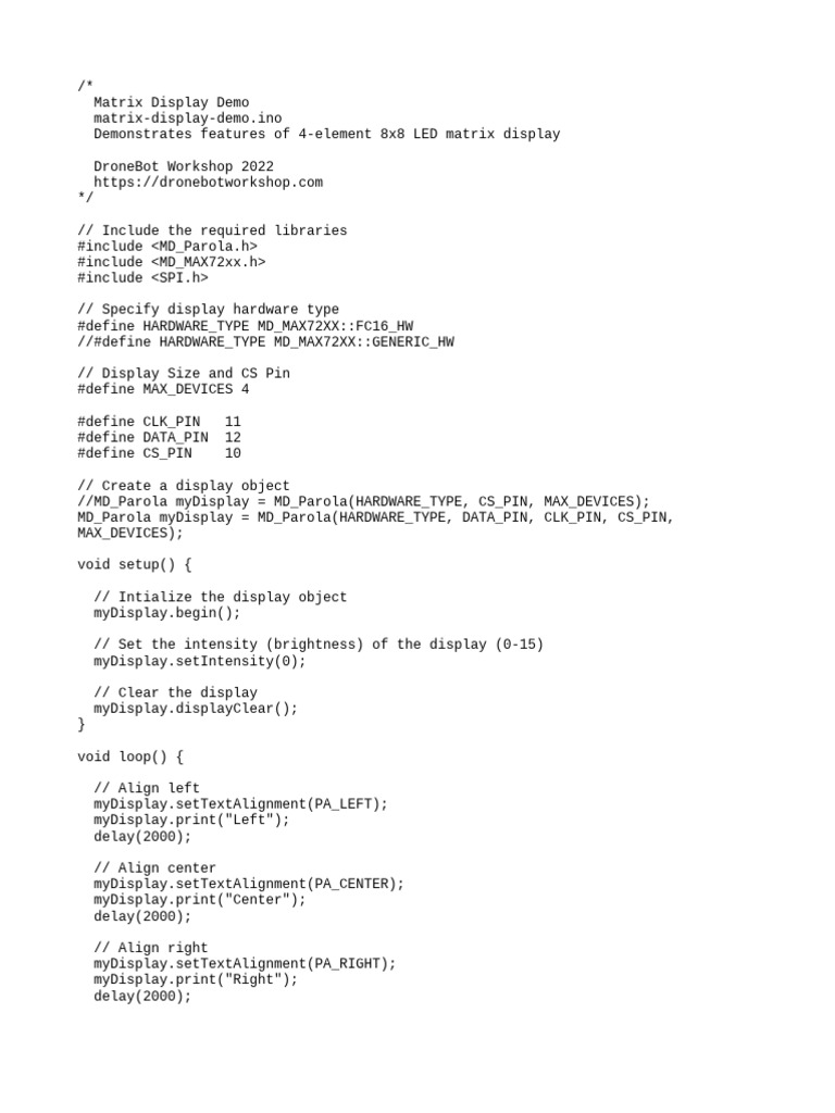Max7219 Display Demo Arduino Pdf