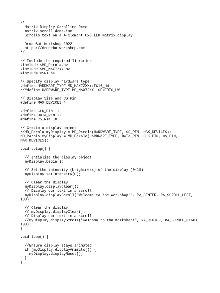 Max7219 Display Demo Scroll Arduino | PDF