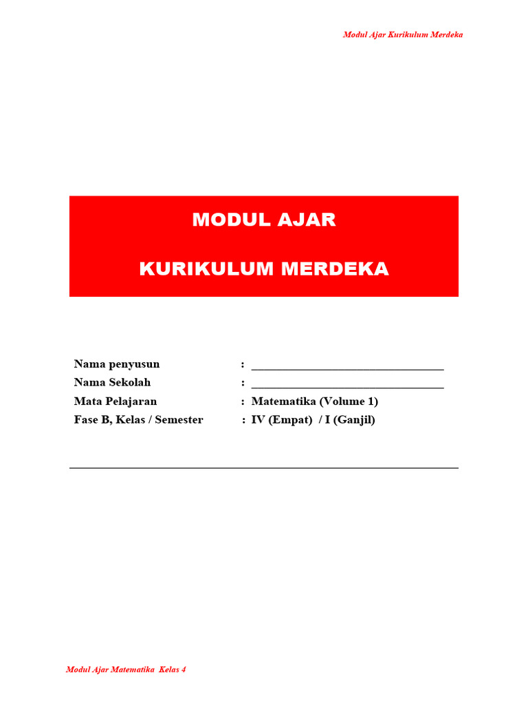 Modul Ajar MTK Unit 1 | PDF