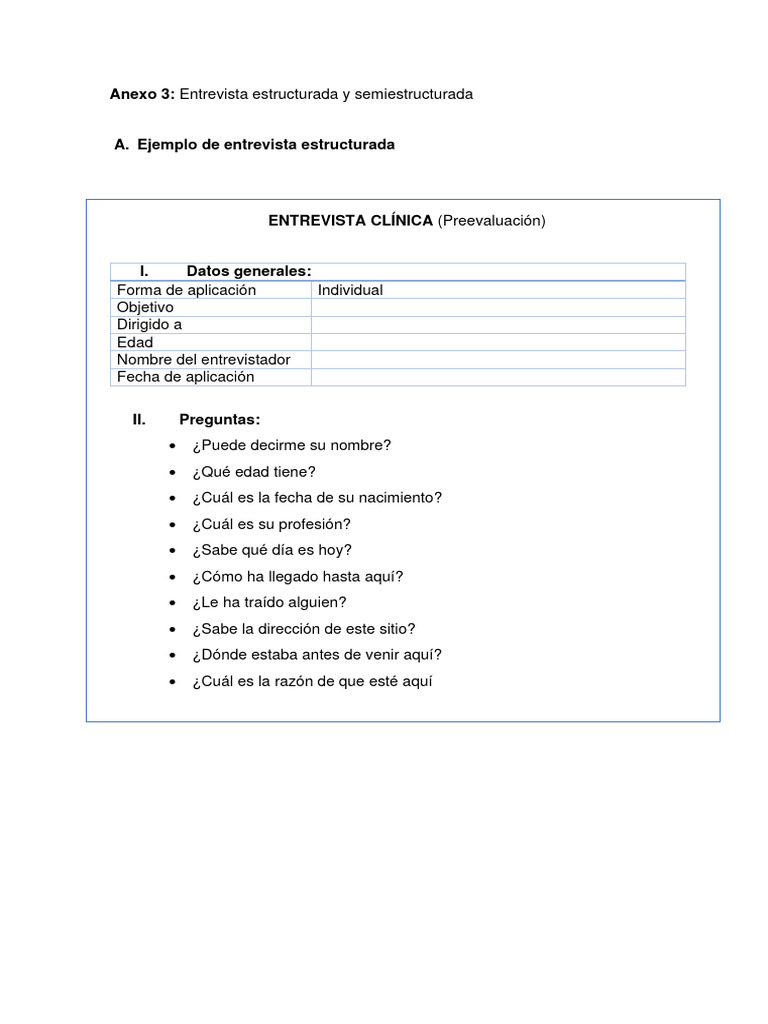 Entrevistas Clínicas: Estructurada y Semiestructurada | PDF
