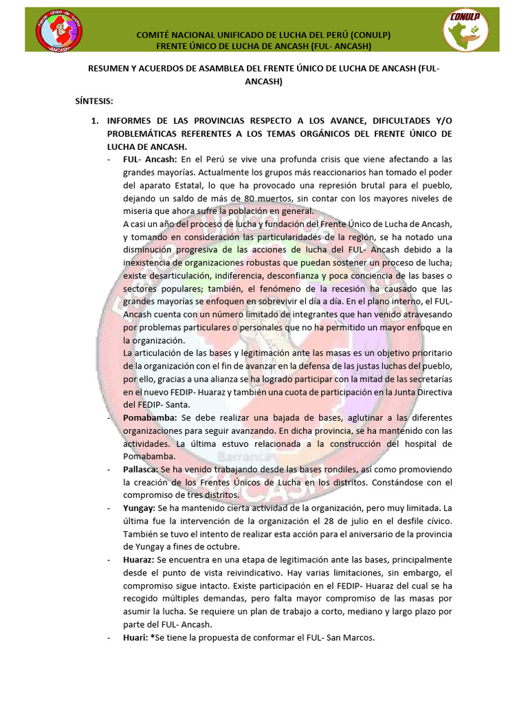 Resumen y Acuerdos de La Asamblea Fula | PDF