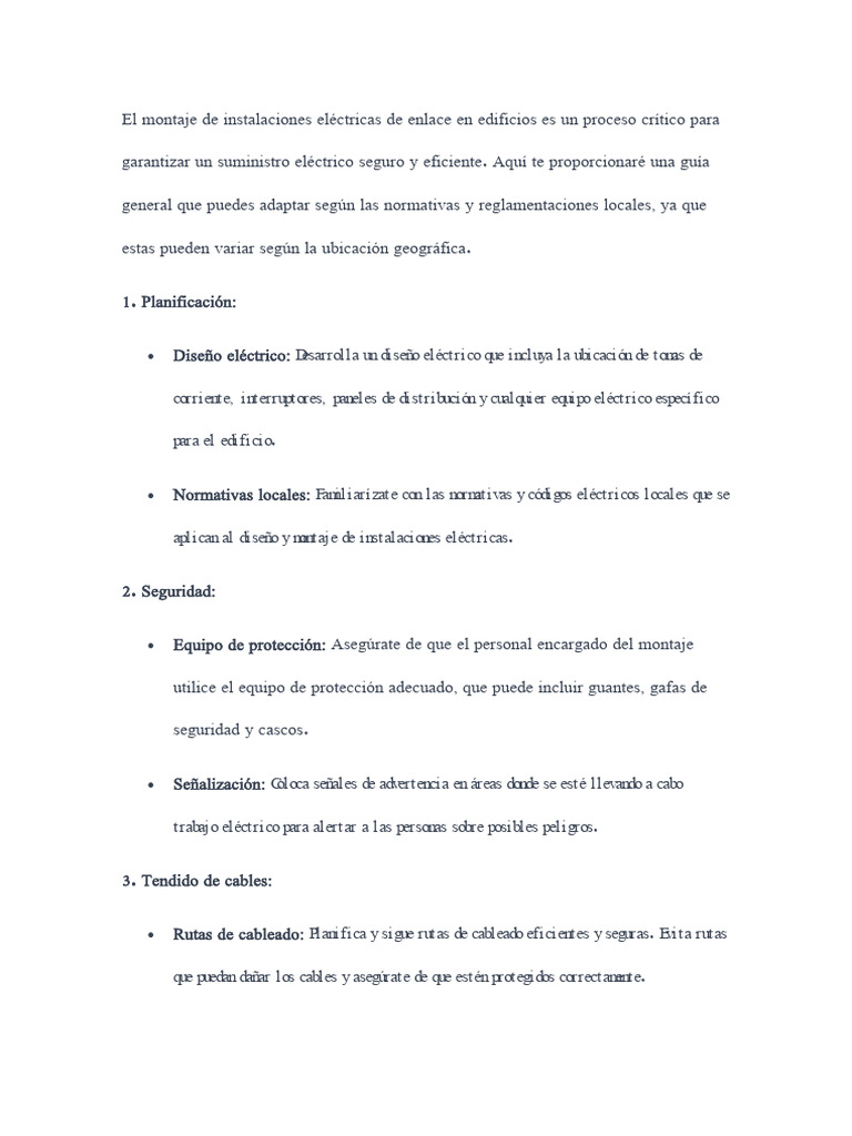 Montaje de instalaciones eléctricas de enlace en edificios.Con IA | PDF ...