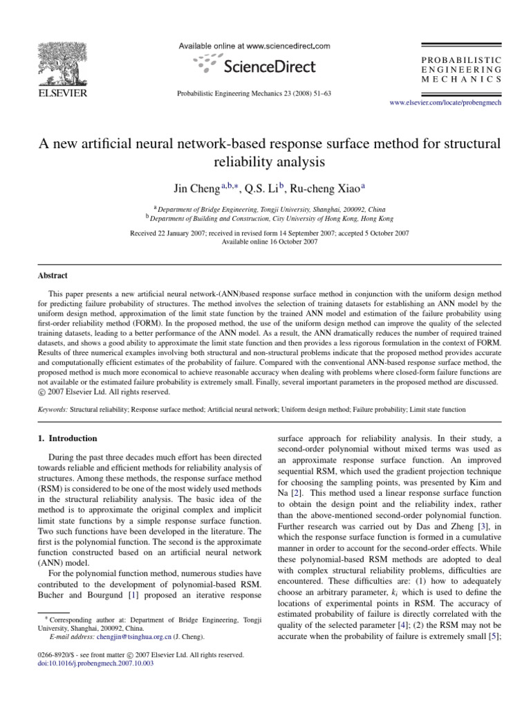 (2007) A New Artificial Neural Network-Based Response Surface Method ... (2007) A New Artificial Neural Network-Based Response Surface Method ...