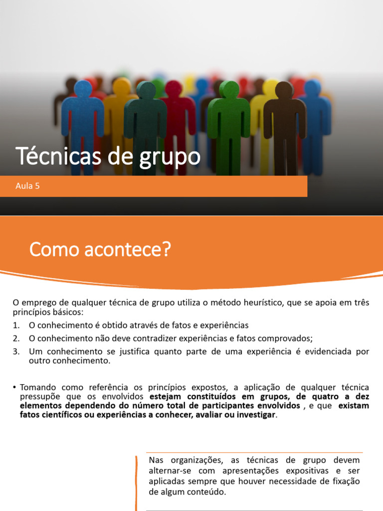 Aula 5 - Técnicas de Grupo | PDF | Conhecimento Aula 5 - Técnicas de Grupo | PDF | Conhecimento
