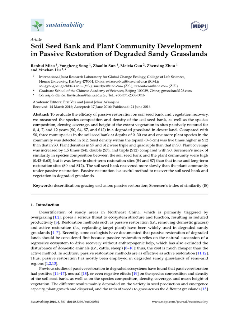 +soil Seed Bank and Plant Community Development On Passive Restoration ...