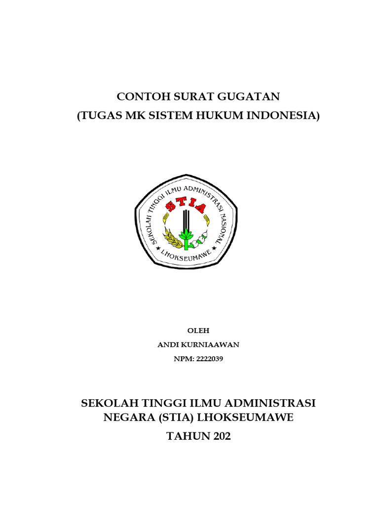 CONTOH SURAT GUGATAN Master | PDF