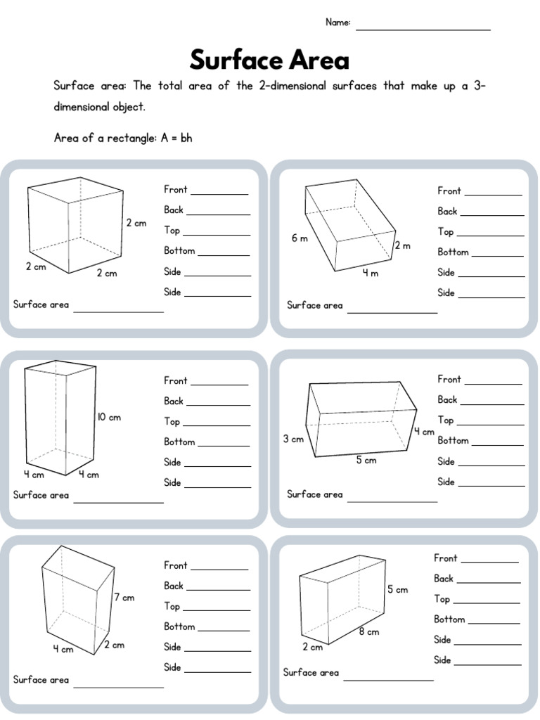 Surface Area | PDF