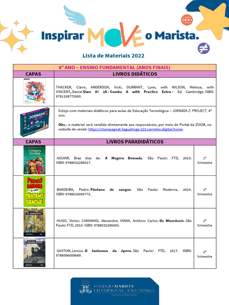 12 Lista Material 2022 8o Ano Efaf 1 | PDF