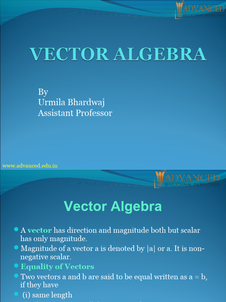 Vector Algebra PPT 160215075153 | PDF