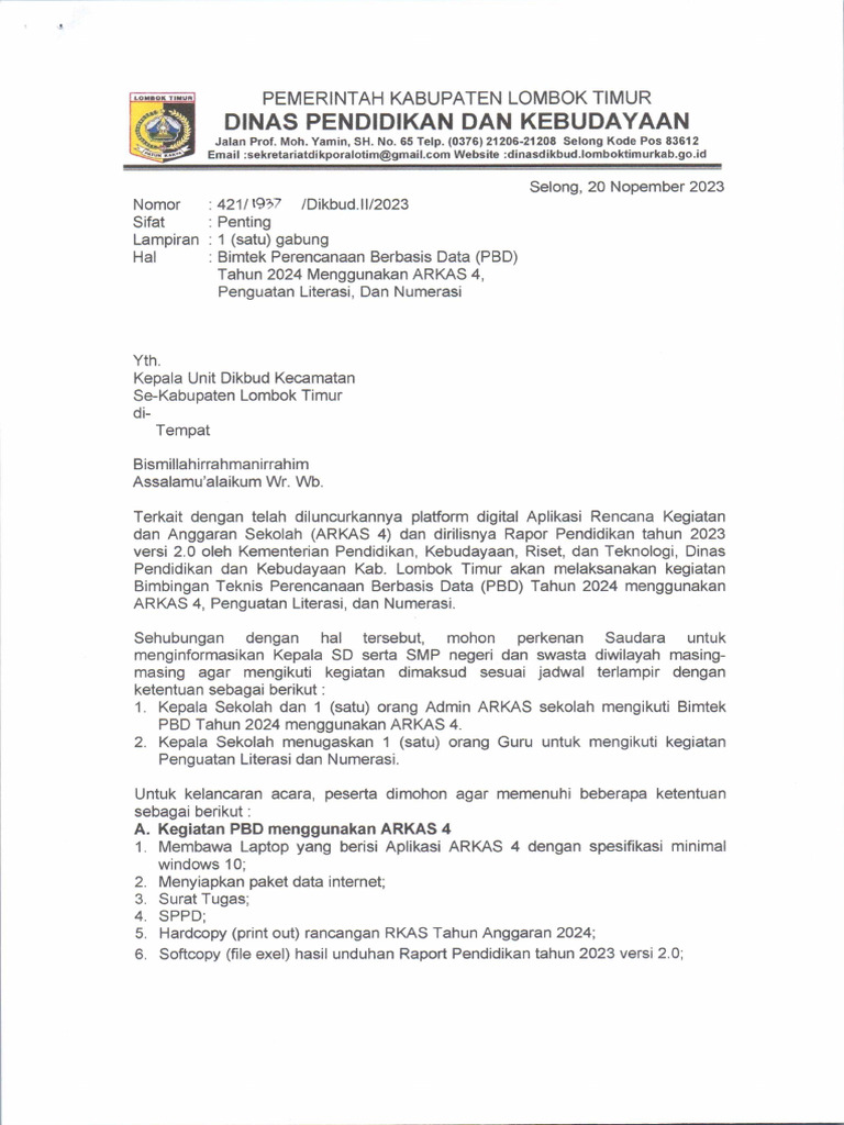 Bimtek PBD Ta 2024 Menngunakan Arkas 4, Penguatan Literasi Dan Numerasi | PDF