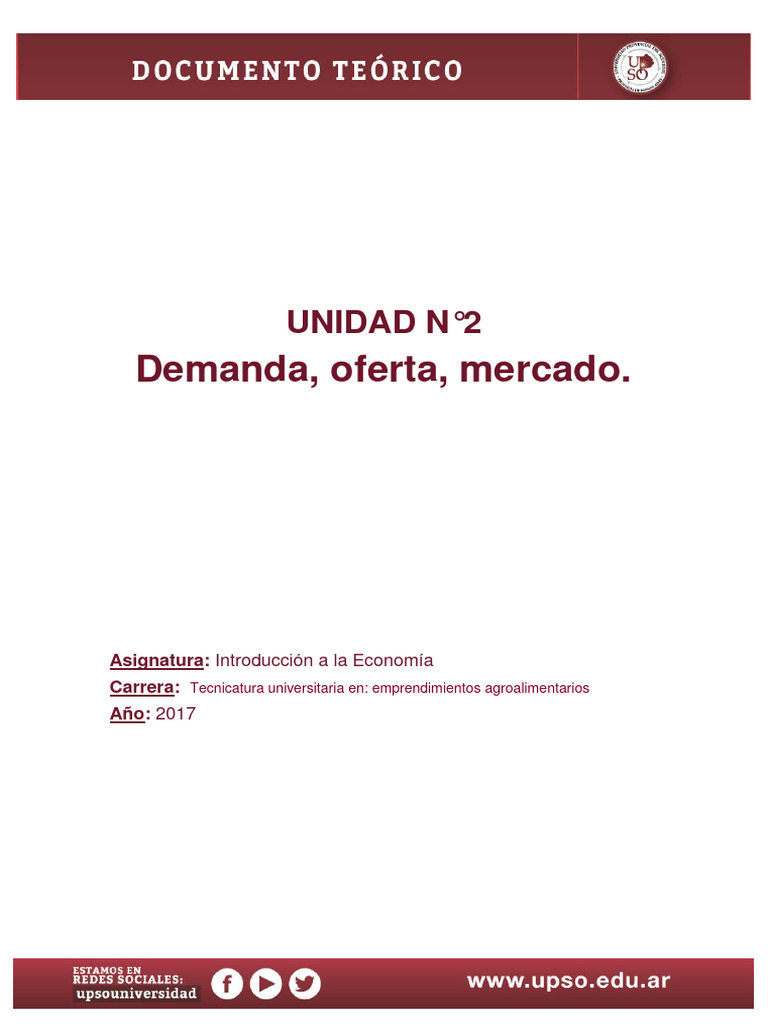 Documento Teórico Unidad 2 | PDF | Oferta (economía) | Mercado (economía)
