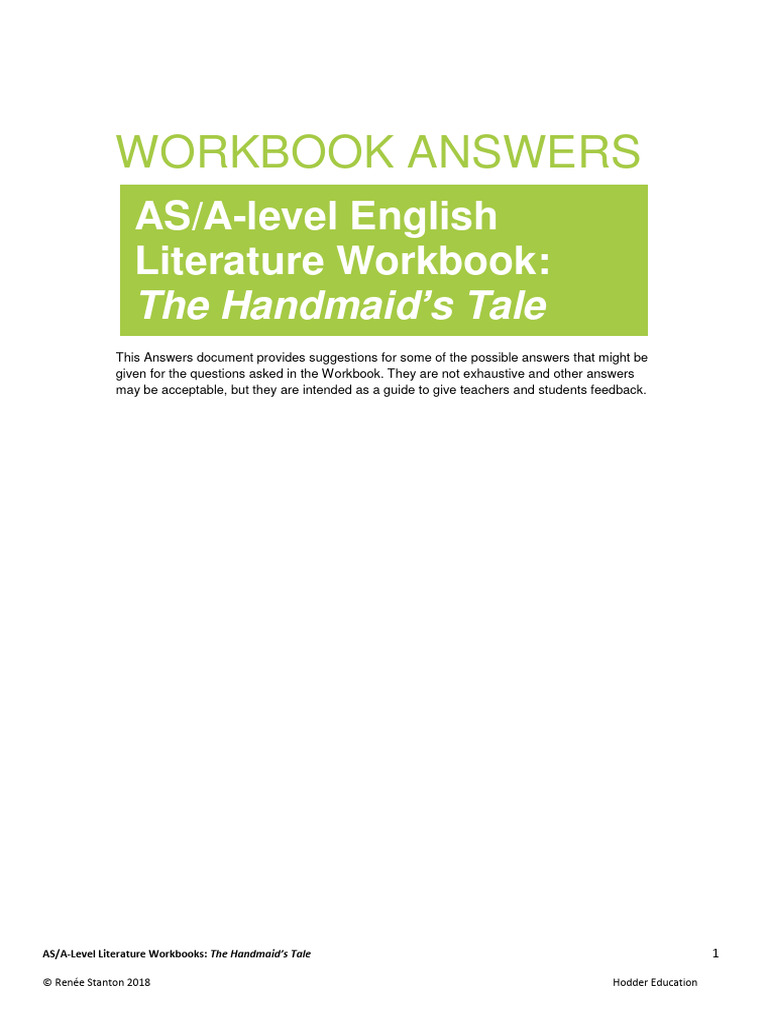 Workbook Answers: AS/A-level English Literature Workbook | PDF