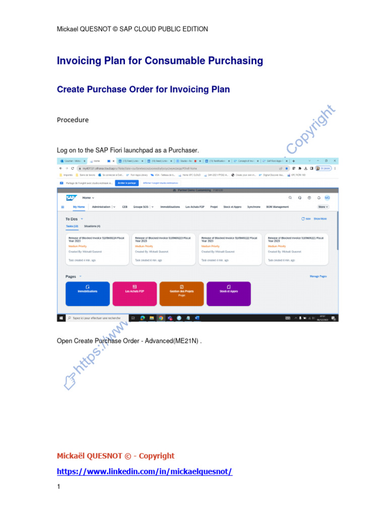 Invoicing Plan For Consumable Purchasing | PDF | Invoice | Business
