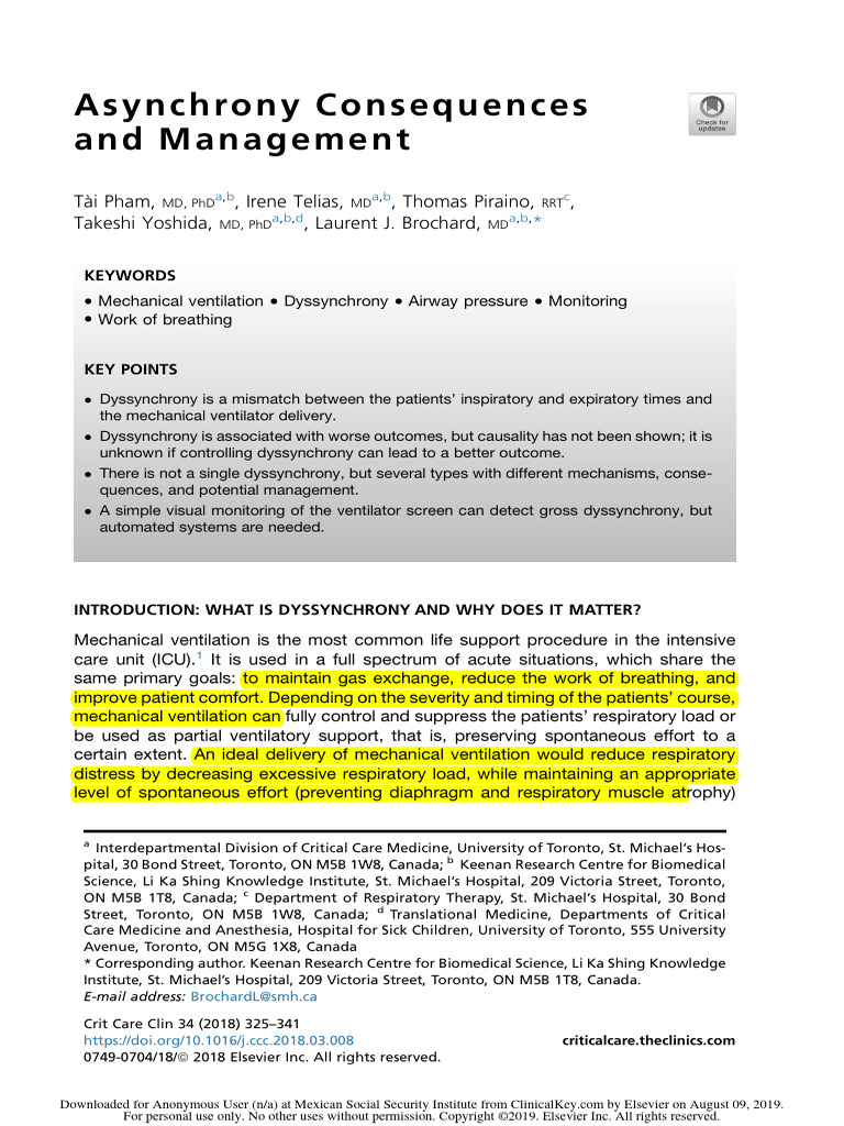Asynchrony Consequences and Management | PDF | Respiratory System | Apnea