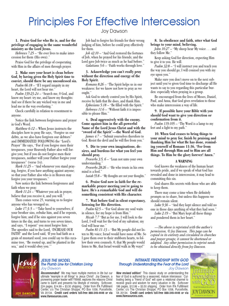 Principles for Effective Intercession | PDF | Prayer | Forgiveness