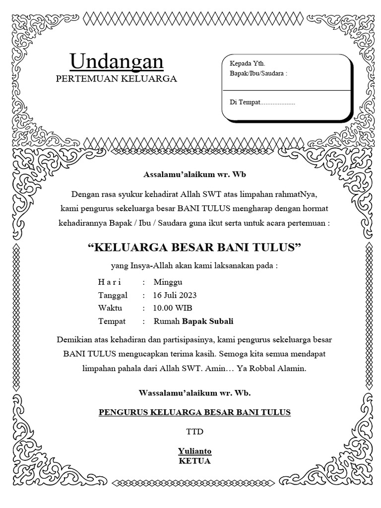 Undangan Pertemuan Keluarga | PDF