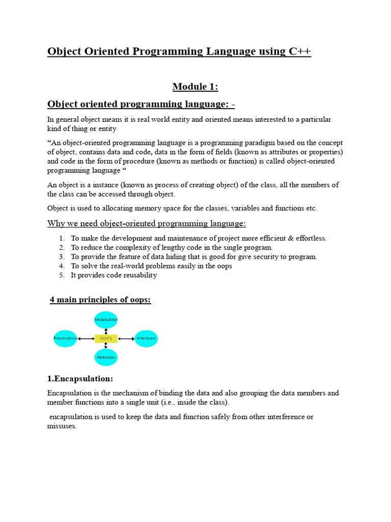 Object Oriented Programming Language Using C Pdf Object Oriented Programming C