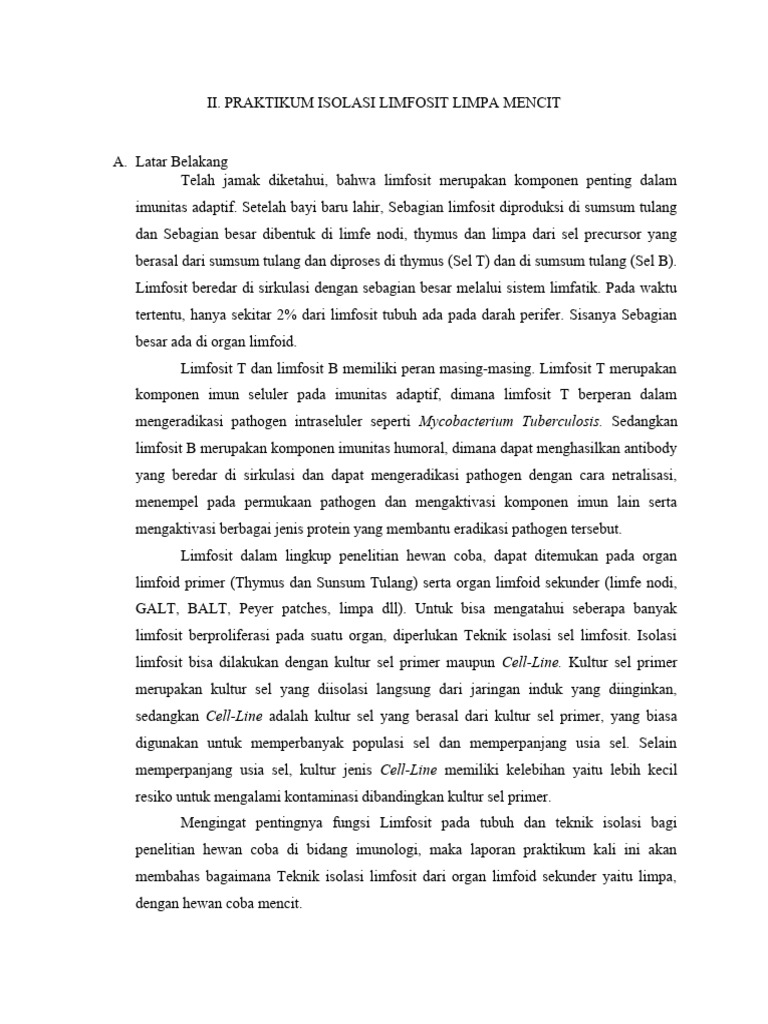 Isolasi Limfosit dari Limpa Mencit | PDF | Sains & Matematika