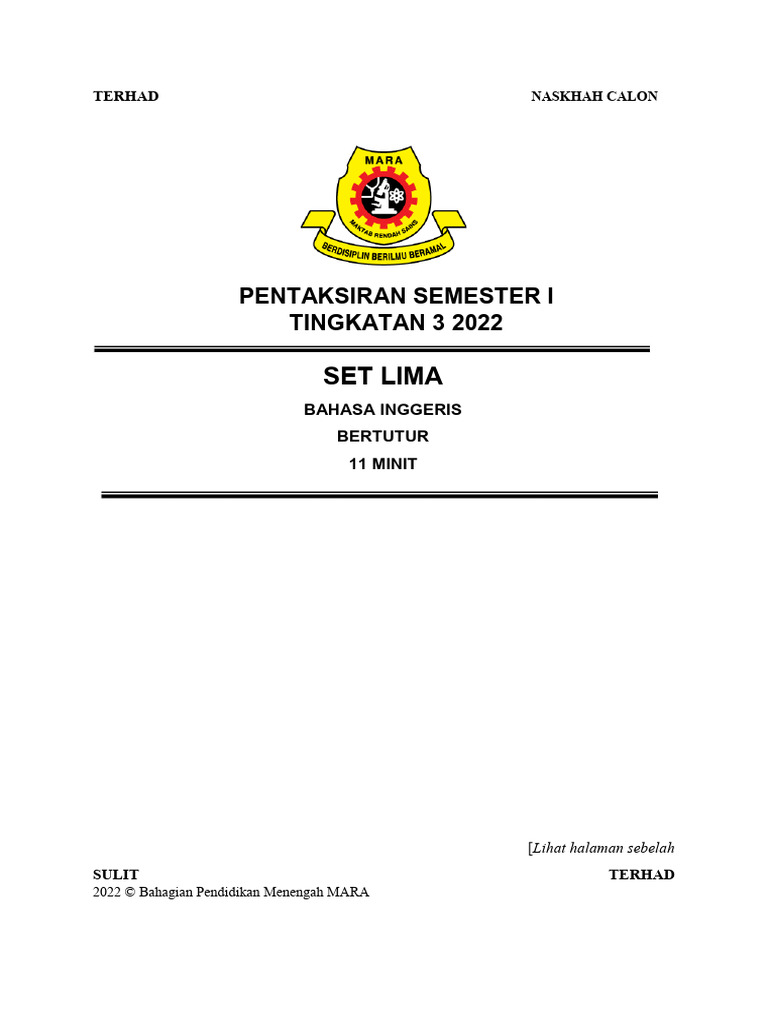 Example Question Speaking Test | PDF