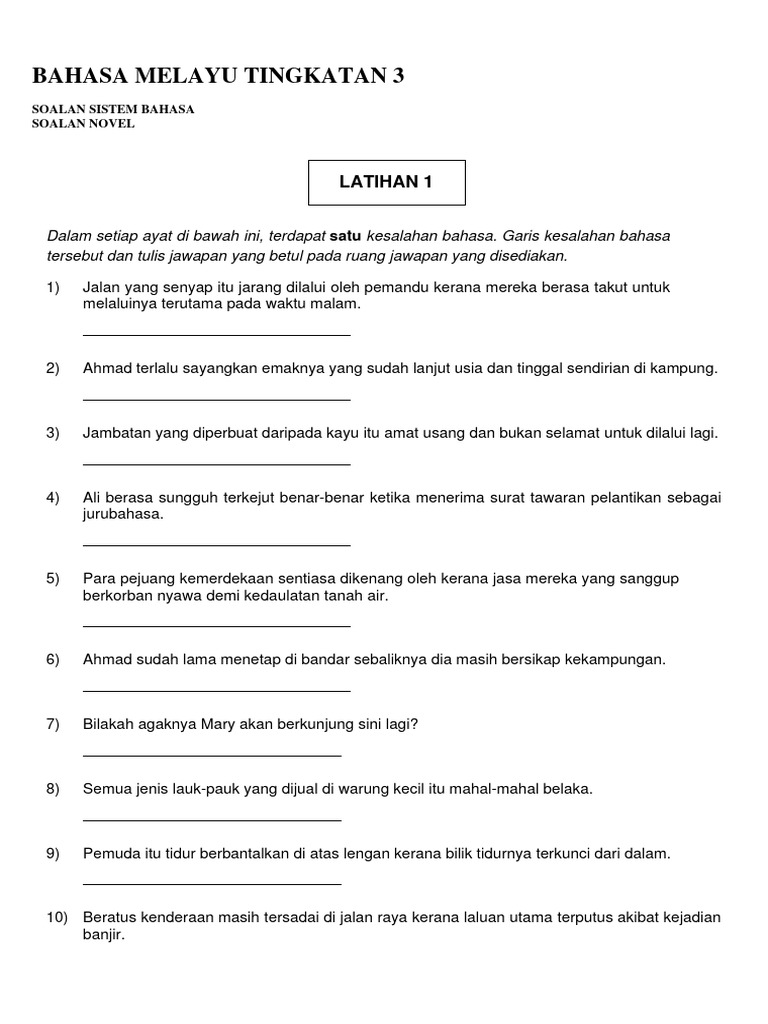 MODUL BM T3 (Sistem Bahasa & Novel) | PDF