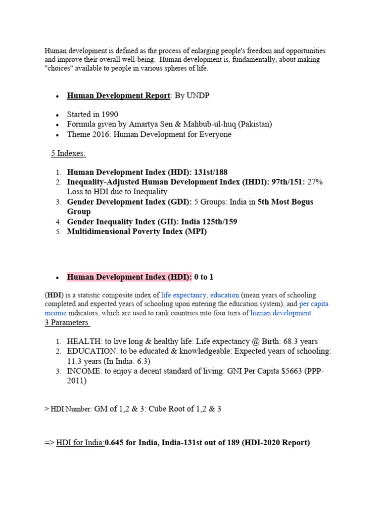 Human Development | Download Free PDF | Human Development Index | Economics
